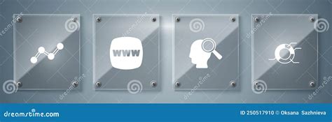 Set Pie Chart Infographic Search People Website Template And Graph Square Glass Panels