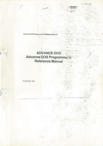Advance Dos Programmers Reference Manual Free Download Borrow And Streaming Internet Archive