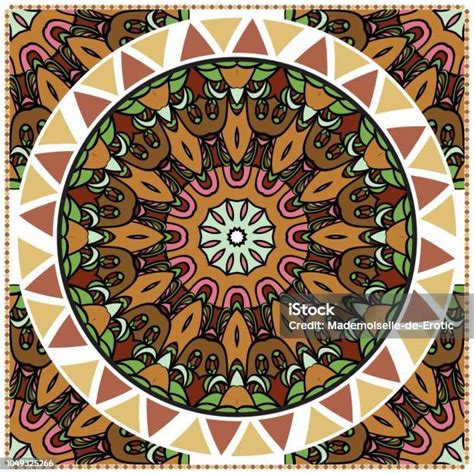 손그리기 만다라와 꽃 형상 패턴입니다 그림입니다 직물 섬유 두건 Scarg 인쇄에 대 한 깔개에 대한 스톡 벡터 아트 및 기타 이미지 Istock