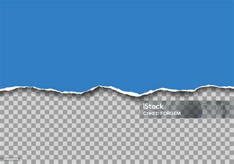 투명 한 배경에 고립 된 텍스트를 위한 공간을 가진 파란 찢어진 종이의 현실적인 그림벡터 잘려지거나 찢어진 종이에 대한 스톡 벡터 아트 및 기타 이미지 잘려지거나 찢어진