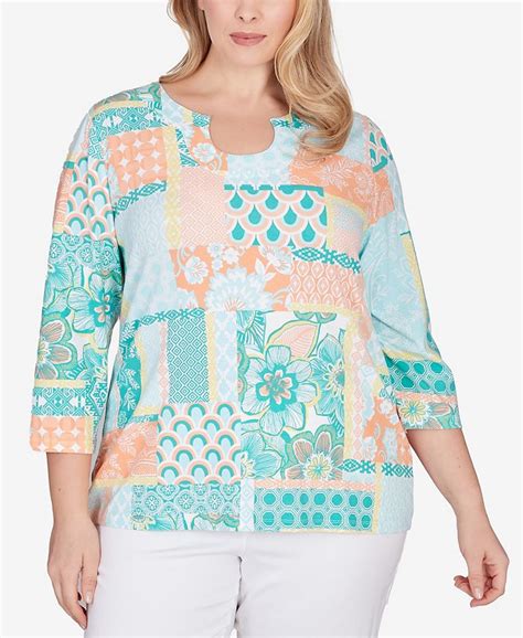 Ruby Rd Plus Size Knit Patchwork Top Macys