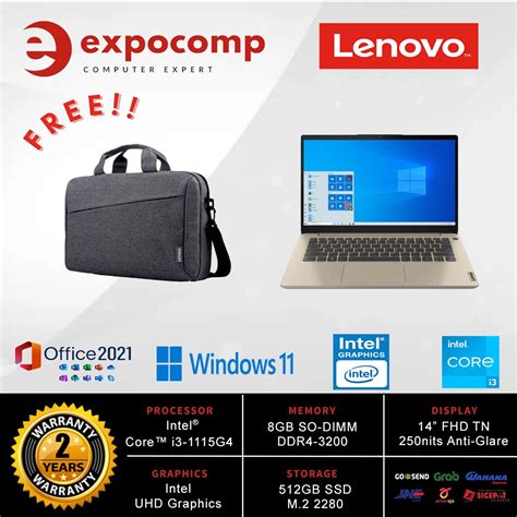 Jual LENOVO IDEAPAD SLIM 3 IP 3 14ITL6 DBID SAND CORE I3 1115G4 Shopee Indonesia