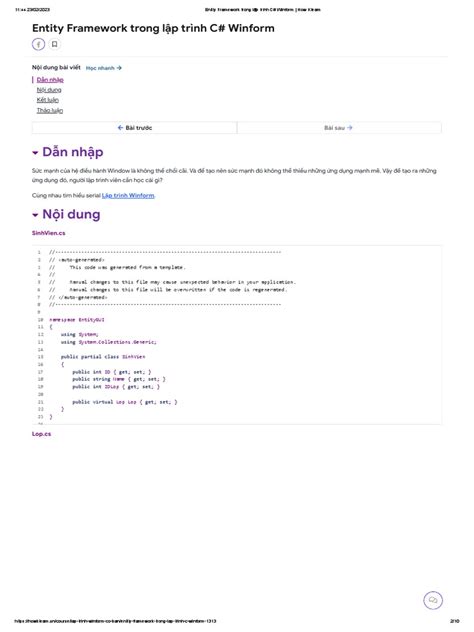 Entity Framework Trong Lập Trình C Winform How Kteam Trang 2 7 Pdf