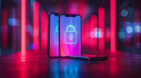 A Conceptual Image Illustrating Cybersecurity With Smartphones Displaying A Glowing Padlock Icon