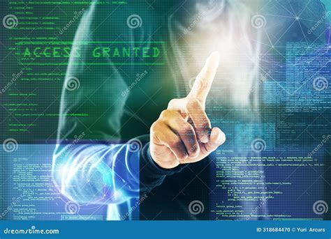 Code Overlay Hacker And Fingerprint Of Person For Programming Coding