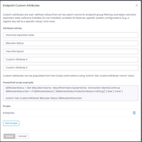 Custom Attributes Action1