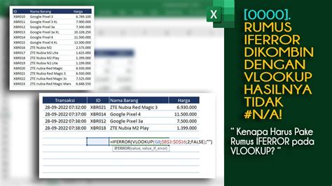 cara menggunakan rumus iferror dengan vlookup supaya hasilnya tidak na