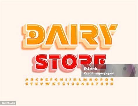 벡터 비즈니스 로고 유제품 스토어 노란색 크리에이티브 알파벳 문자 및 숫자 세트 건강한 식생활에 대한 스톡 벡터 아트 및 기타 이미지 건강한 식생활 구매 그래픽