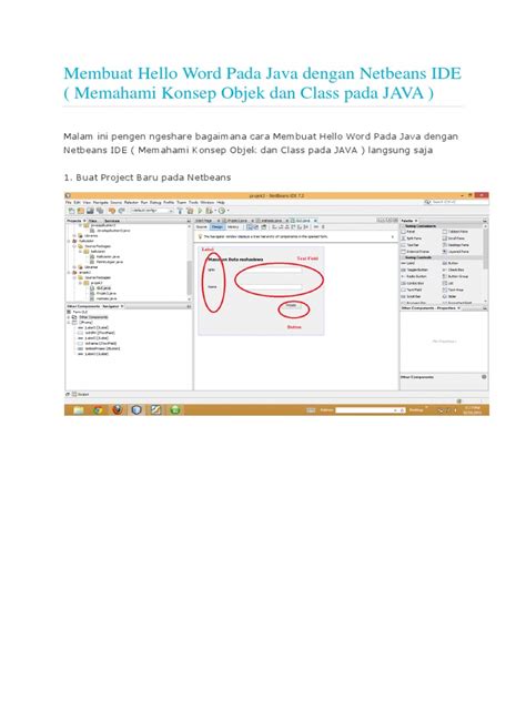 pdf membuat hello word pada java dengan netbeans ide dokumen tips