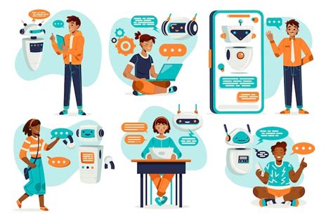 Premium Vector Flat Conversational Ai Chatbot Mini Illustration Set