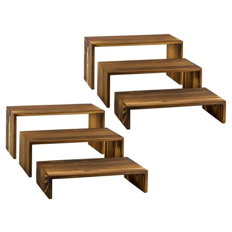 Darware Farmhouse Wooden Risers 6 Piece Set Rustic Decorative