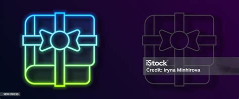 검은 배경에 고립 된 선물 아이콘으로 빛나는 네온 라인 책 벡터 개념에 대한 스톡 벡터 아트 및 기타 이미지 개념 공휴일 교육 Istock