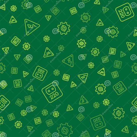 Set Line High Voltage Electrical Outlet And Gear And Lightning On