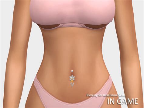 The Sims Resource Diamond Flower Belly Button Piercing
