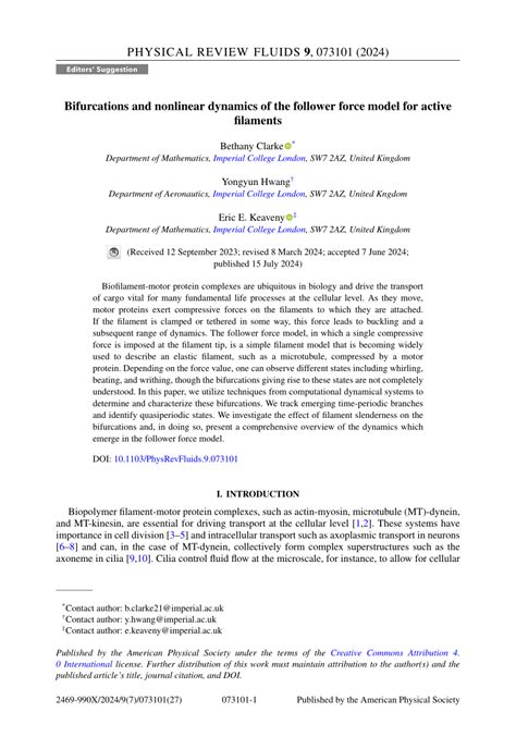 Pdf Bifurcations And Nonlinear Dynamics Of The Follower Force Model