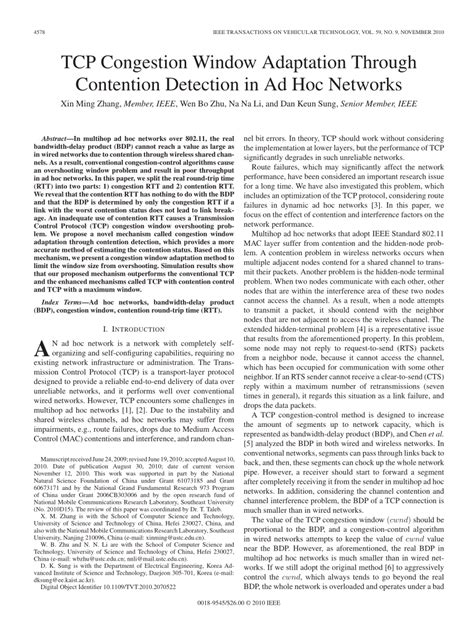 pdf tcp congestion window adaptation through contention detection in