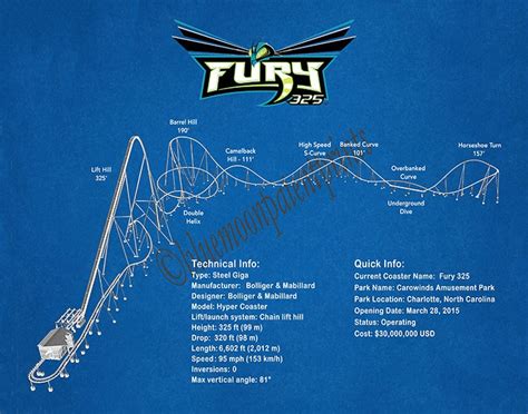 Fury 325 Roller Coaster Drawing Fury 325 Roller Coaster Etsy Uk
