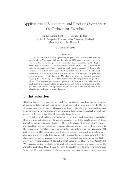 Pdf Applications Of Summation And Product Operators In The Refinement