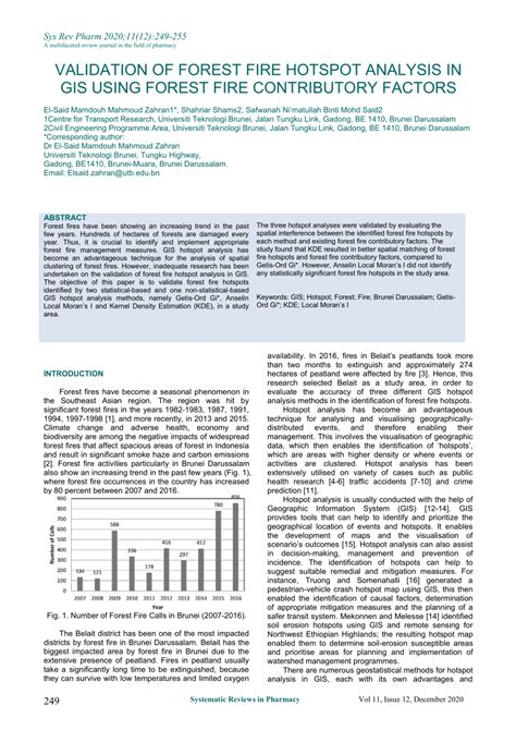 Pdf Validation Of Forest Fire Hotspot Analysis In Gis Using Forest Fire Contributory Factors