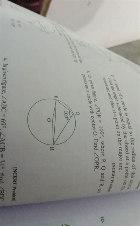 In Given Figure PQR Where P Q And R Are Points On A Circle With C