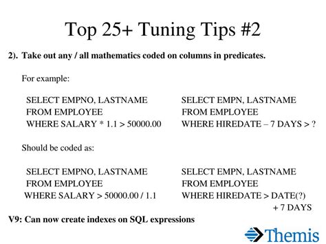 Ppt Top 25 Db2 Sql Tuning Tips For Developers Powerpoint