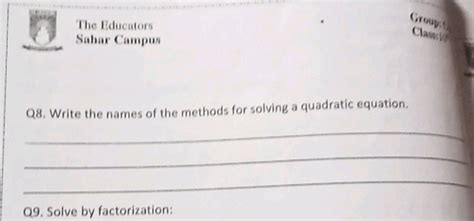 The Educutorn Sahar Cimpus Q8 Write The Names StudyX