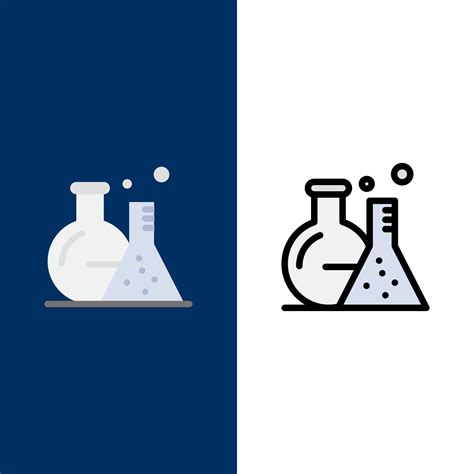 Tube Flask Lab Science Icons Flat And Line Filled Icon Set Vector Blue Background