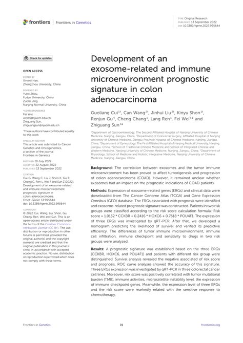 Pdf Development Of An Exosome Related And Immune Microenvironment