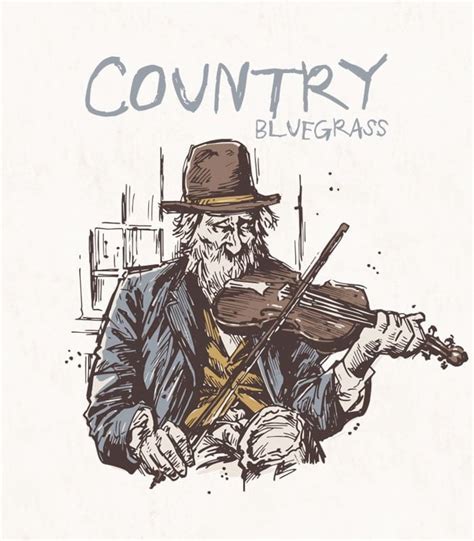 바이올린을 연주하는 노인그림스케치 Ai Illustrator File Us500 Each Ai And Png File