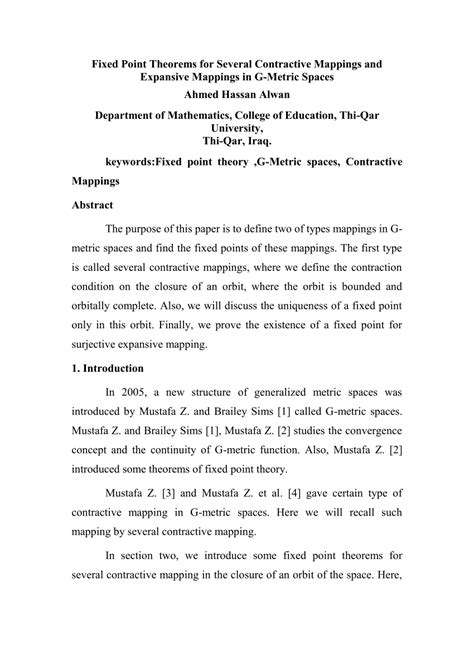Pdf Fixed Point Theorems For Several Contractive Mappings And