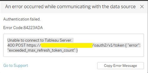 Oauth Refresh Token Limit Exceeded When Signing In To Tableau Server