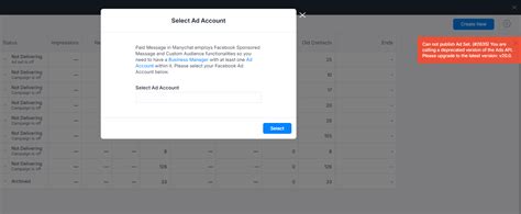 Unable To Create New Paid Messages Due To Deprecated Ads Api Version Manychat
