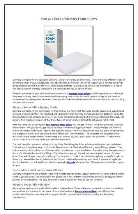 PPT Pros And Cons Of Memory Foam Pillows PowerPoint Presentation Free Download ID 10994261
