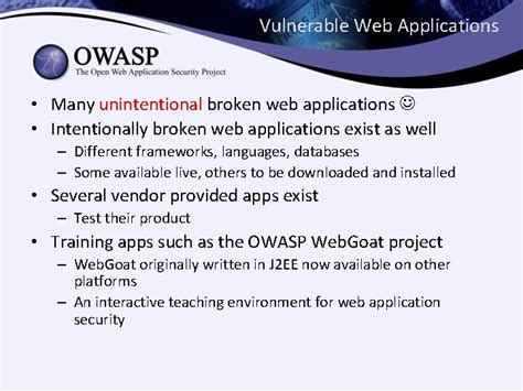 OWASP Broken Web Application Project Bad Web Apps