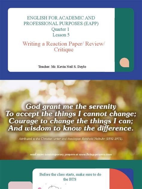 Eapp Quarter1 Lesson 5 Writing A Reaction Paper Review Critique Pdf Experience Essays