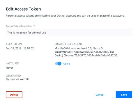 Managing Access Tokens Docker Documentation
