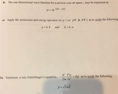 Solved 6 The One Dimensional Wave Function For A Particle