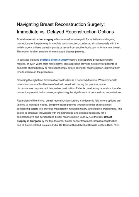 Ppt Navigating Breast Reconstruction Surgery Immediate Vs Delayed Reconstruction Options