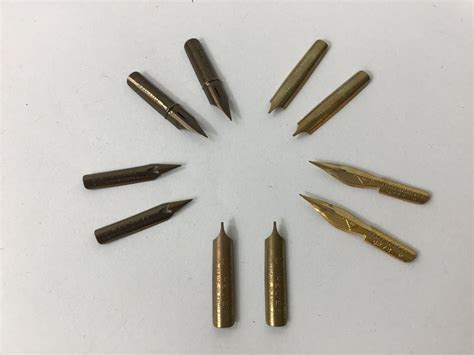 Antique Dipping Pen Nib Selection X 10 Pieces Edwardian Calligraphy