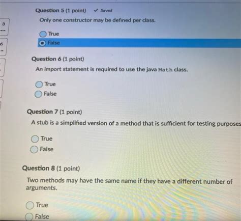 Solved Question 5 1 Point Saved Only One Constructor May