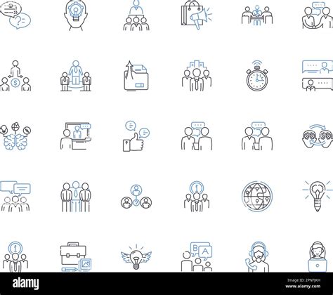 Cooperative Alliance Line Icons Collection Collaboration Partnership