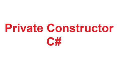 Private Constructor In C Private Constructors In Csharp With