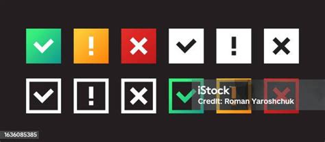 아이콘을 체크 표시하십시오 확인 표시 느낌표 X 표시 아이콘 벡터 확장 가능한 그래픽 개체 그룹에 대한 스톡 벡터 아트 및 기타 이미지 Istock