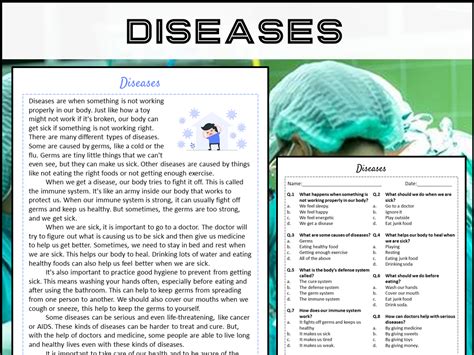 Diseases Reading Comprehension Passage And Questions Pdf Teaching