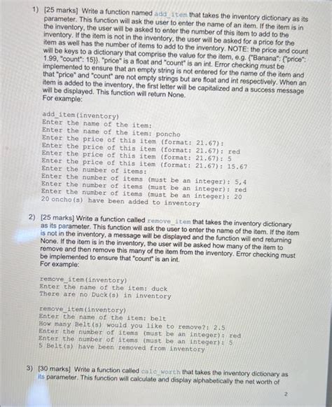 Solved 1 25 Marks Write A Function Named Add Item That