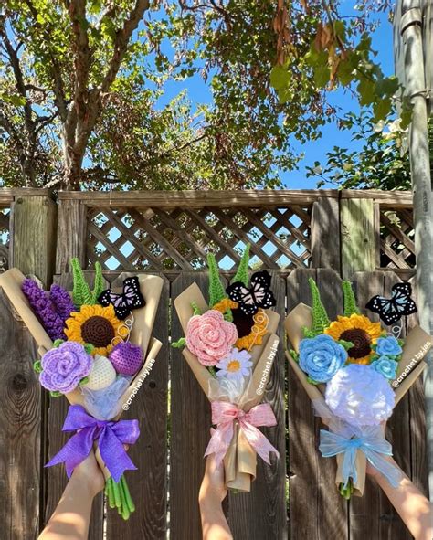Mini Butterfly Bouquets 🦋💜💘 Crochet Flowers Free Pattern Crochet