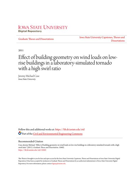 Effect Of Building Geometry On Wind Loads On Low Rise Buildings I Pdf Framing Construction