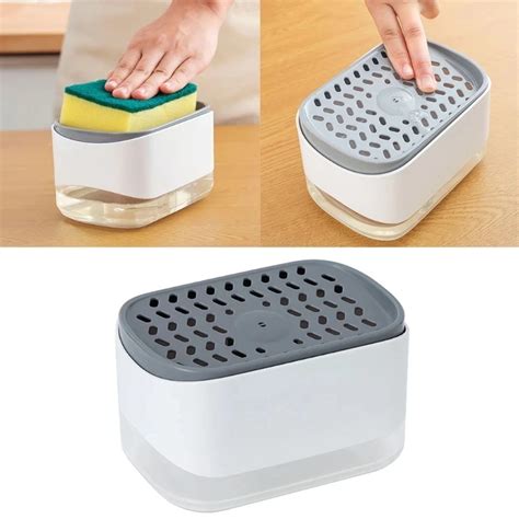 비누 디스펜서 및 접시 세제 스폰지 포함 거품 펌프 병 소독제 홀더 스폰지 스탠드 접시 디스펜서 욕실 3 In 1