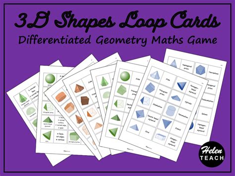 3d shapes geometry loop cards game differentiated teaching resources