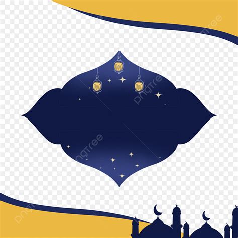 이슬람 국경 행사 일러스트 파란색과 노란색 틀 요소 미술 Png 일러스트 및 Psd 이미지 무료 다운로드 Pngtree